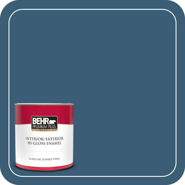 BEHR PREMIUM PLUS 1 qt. #S490-7 Superior Blue Hi-Gloss Enamel Interior ...
