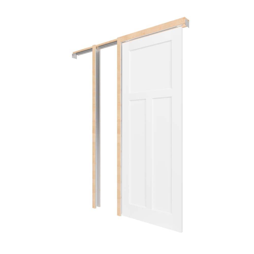 TENONER 30 in. x 80 in. T Shaped, 3-Panel MDF Primed, Can be Painted ...