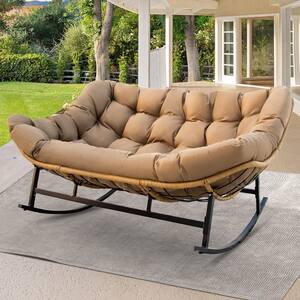 Oversized PE Wicker Double Outdoor Rocking Chair 2-Person 700 lbs ...