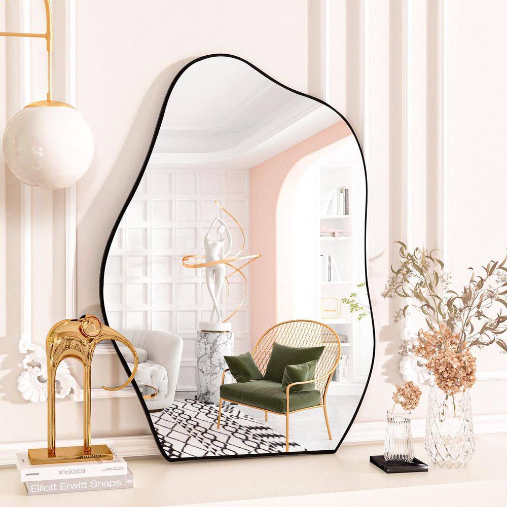 XRAMFY 24 in. W x 32 in. H Irregular Modern Frameless MDF Wall Mirror ...