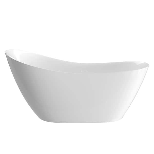 NTQ 55 in. x 28.3 in. Soaking Bathtub Acrylic Single Slipper Stand ...