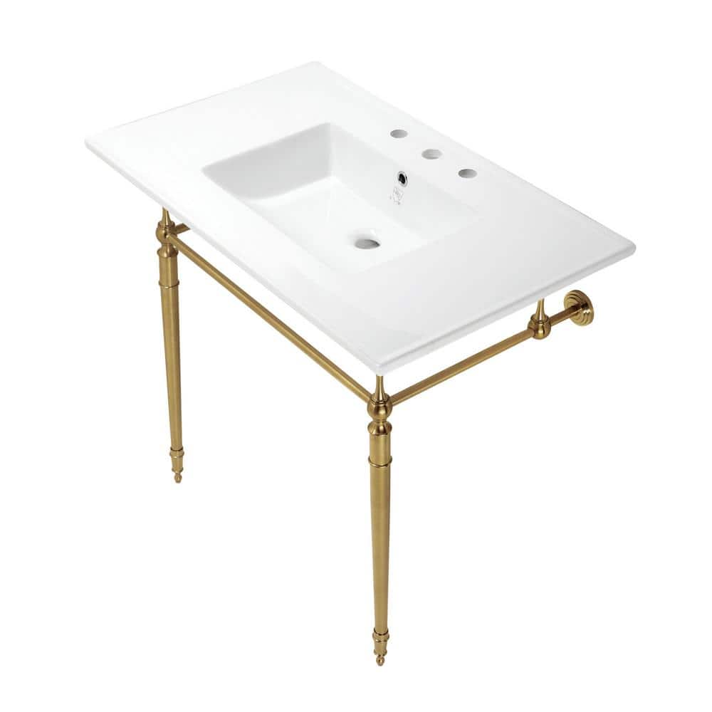 Kingston Brass Edwardian Ceramic Console Sink Basin and Leg Combo in ...