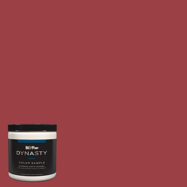 BEHR DYNASTY 8 oz. #QE-06 Reddest Red Satin Enamel Stain-Blocking ...