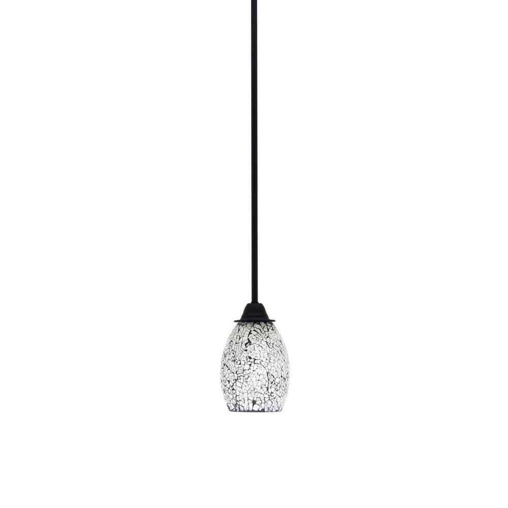 Madison 100-Watt 1-Light Matte Black Shaded Pendant Light with 5 in ...