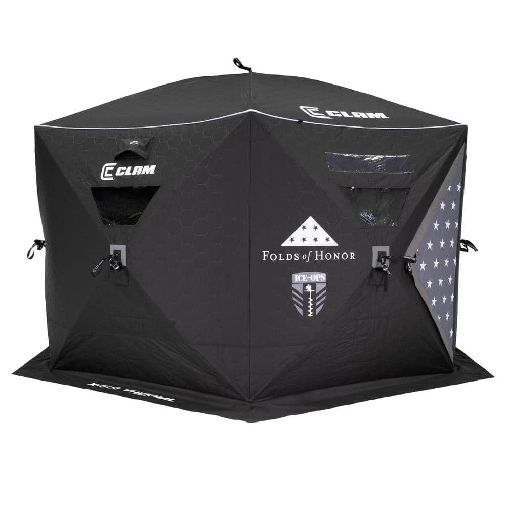 Clam X-600 Thermal Ice Ops Edition - 6 Side Hub Shelter - Folds of ...