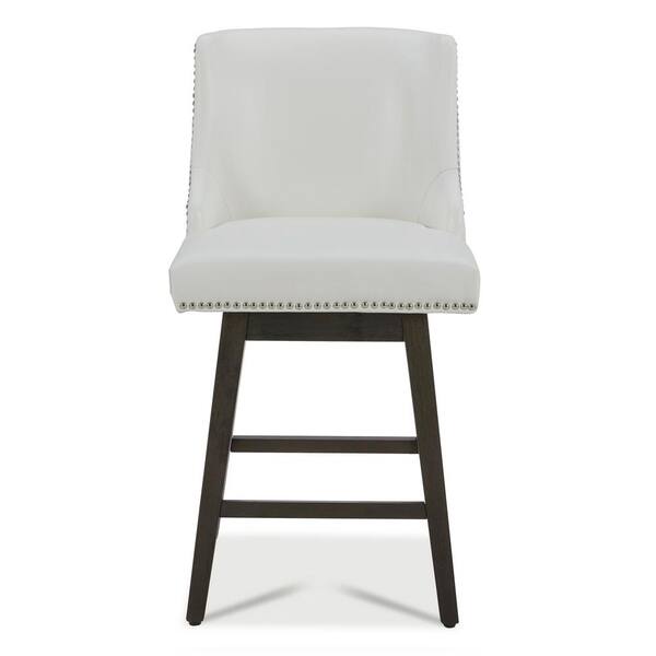 Spruce & Spring Martin 26 in. White High Back Solid Wood Frame Swivel ...