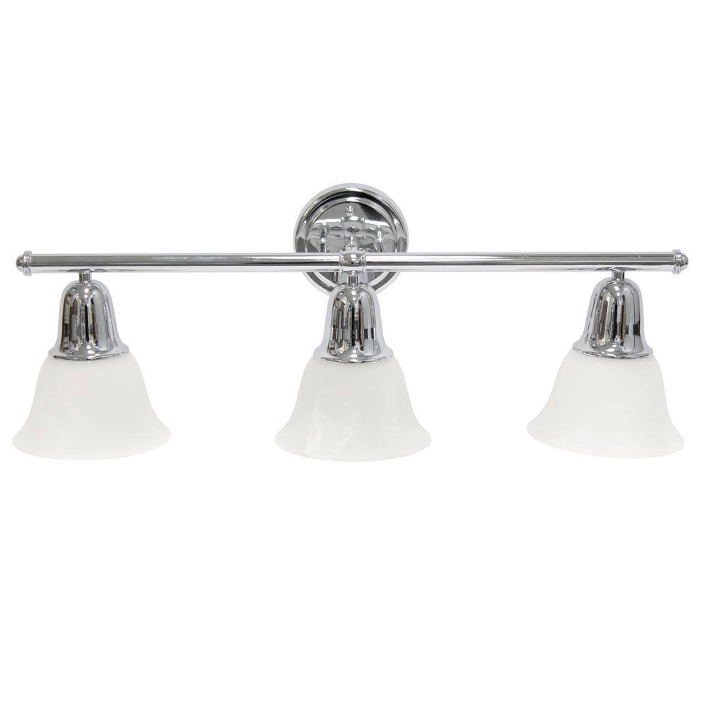 Lalia Home 7.75 in. 3-Light Chrome and Alabaster Shades Metal Glass ...