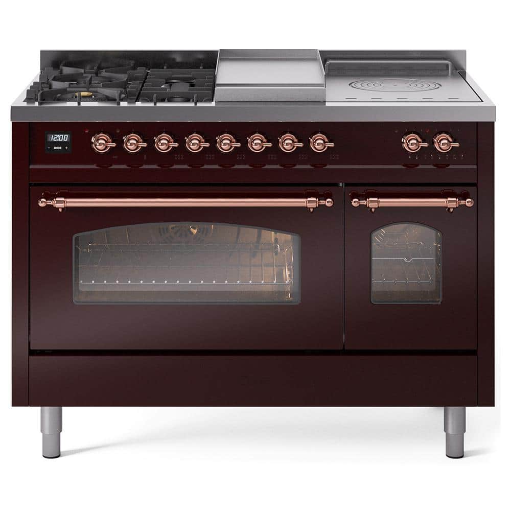 ILVE Nostalgie II 48 in. 5-Burner/Frenchtop/Griddle Freestanding Double ...