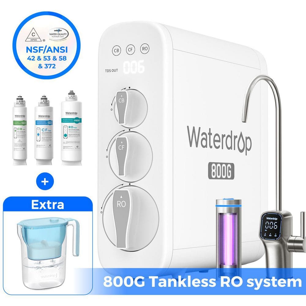 Waterdrop G3P800 Reverse Osmosis System, 800 GPD Fast Flow, NSF/ANSI 42 ...
