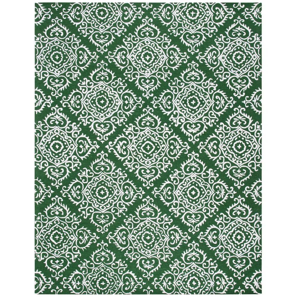 SAFAVIEH Chatham 8 ft. x 10 ft. Green/Ivory Garden Diamond Area Rug CHT712Y-8 - The Home Depot