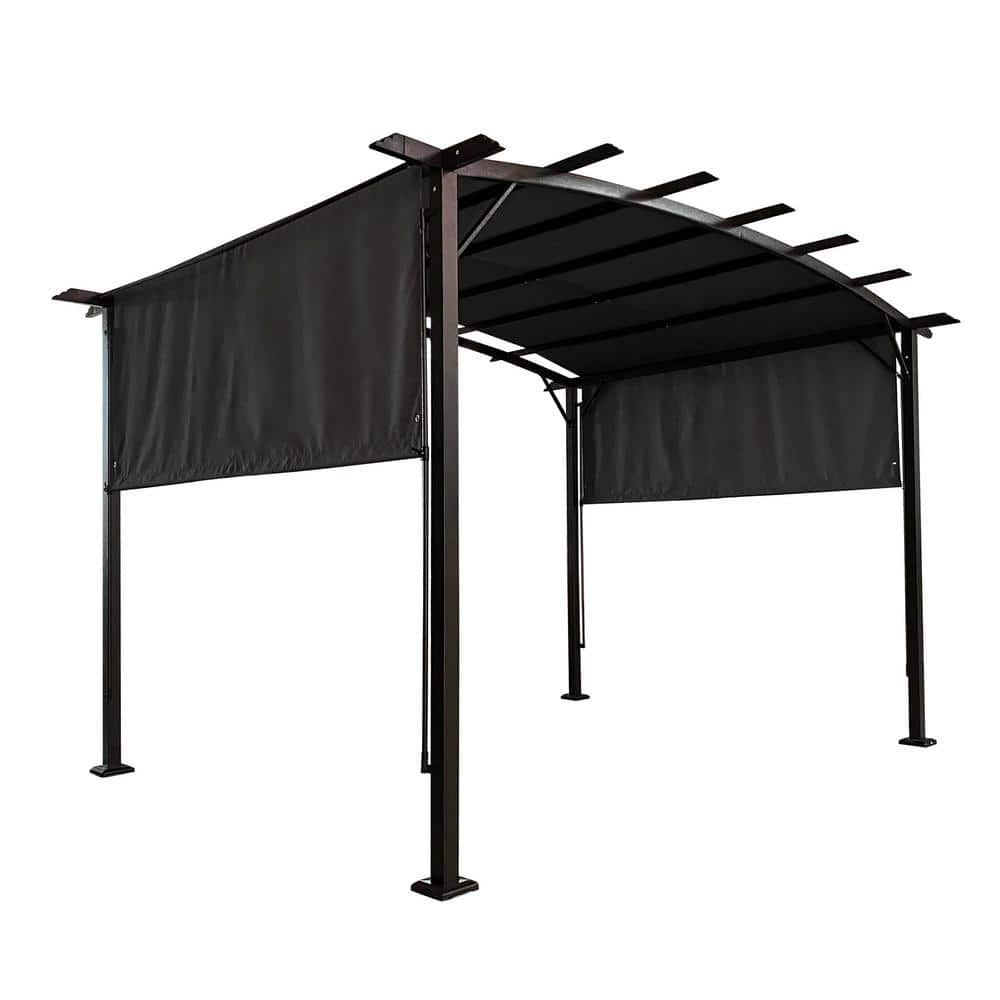 Huluwat 12 ft. x 9 ft. Dark Gray Steel Frame and Retractable Outdoor ...