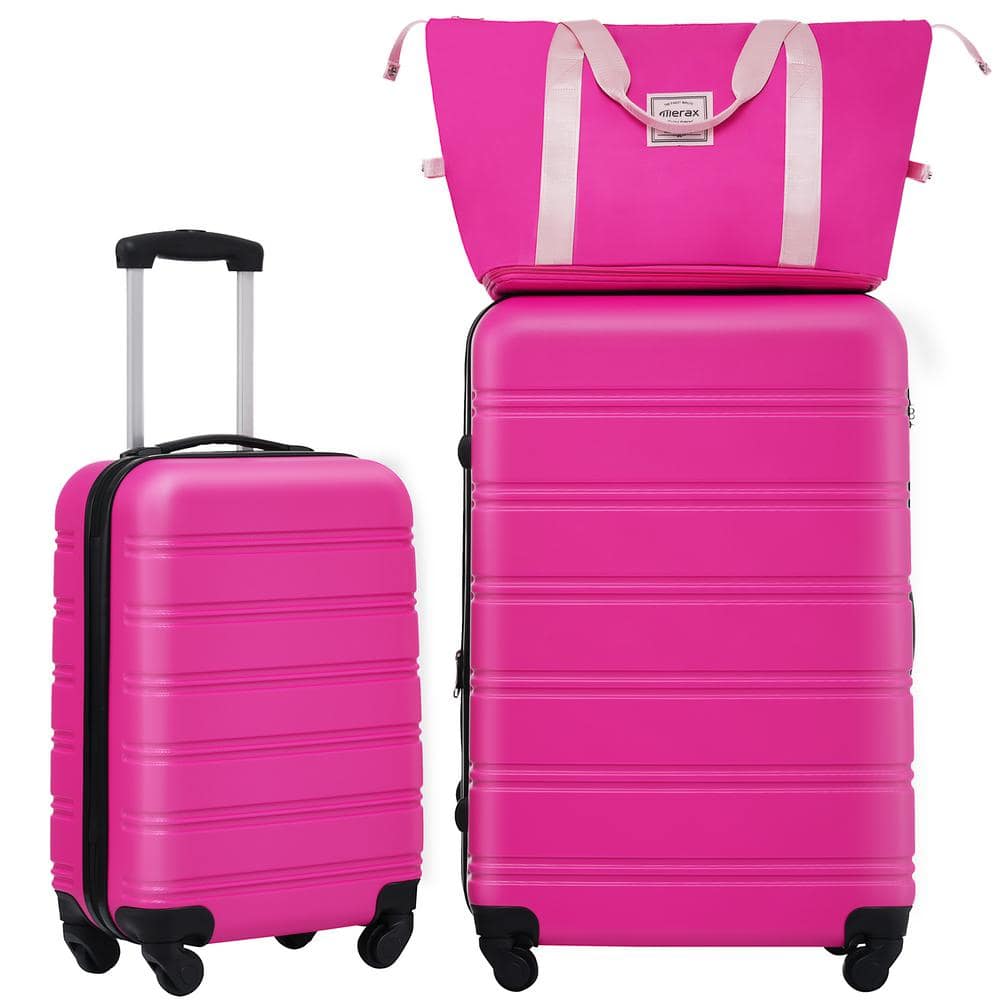 Merax 3-Piece Pink Expandable ABS Hardshell Spinner 20 in. and 28 in ...