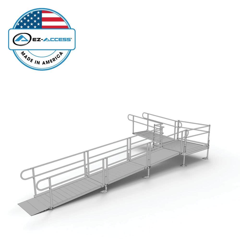 EZ-ACCESS PATHWAY 24 ft. L-Shaped Aluminum Wheelchair Ramp Kit with ...