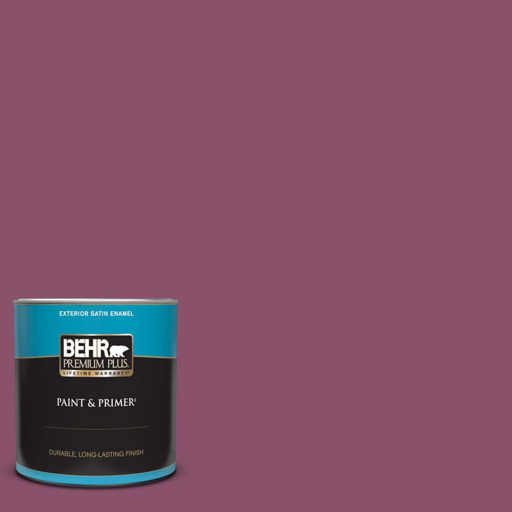 BEHR PREMIUM PLUS 1 qt. #M120-7 Raspberry Crush Satin Enamel Exterior ...