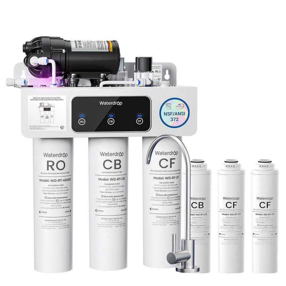 Waterdrop WD-T3-C Reverse Osmosis Water Filtration System 8-Stage 450G ...