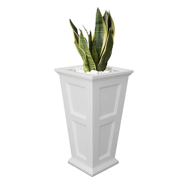 Mayne 16 in. White Plastic Square Self-Watering Fairfield Column ...