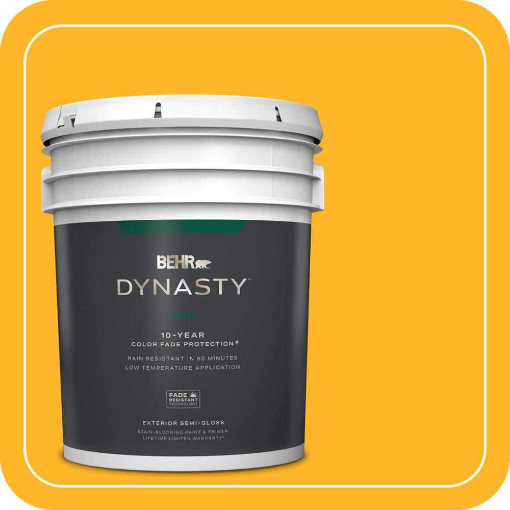 BEHR DYNASTY 5 gal. #P260-7 Extreme Yellow Semi-Gloss Exterior Stain ...