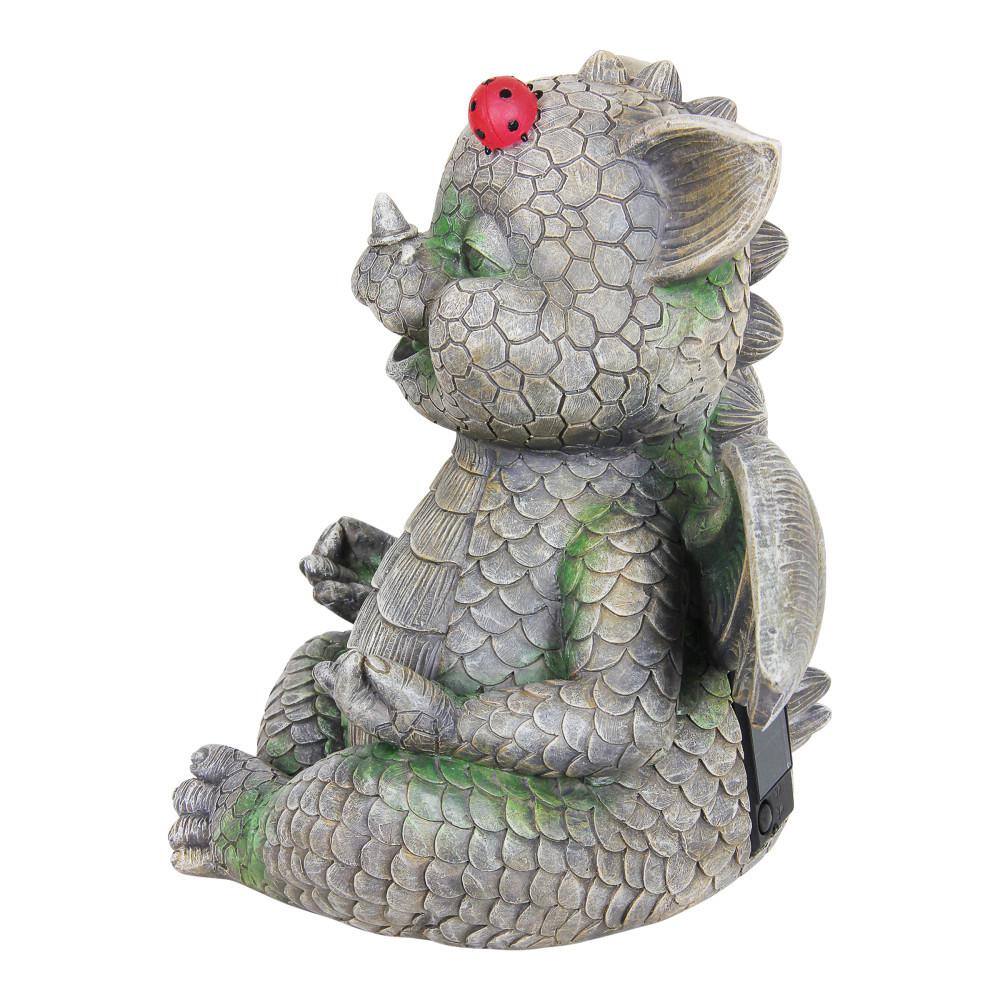 Buy Solar Dragon with LED Lady Bug, 11 in. x 10 in. Garden Statue ...