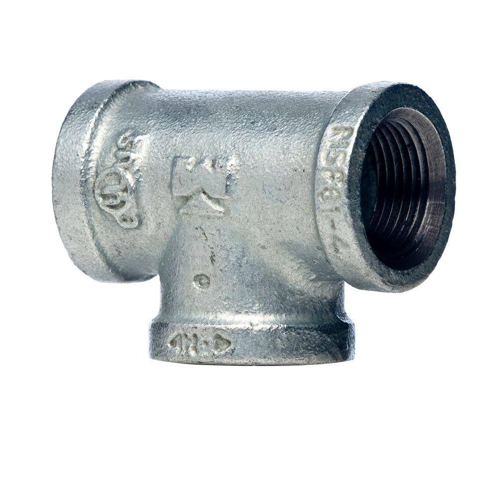Southland 3/4 in. x 1/2 in. x 3/4 in. Galvanized Malleable Iron Reducing Tee 510-434HN - The ...