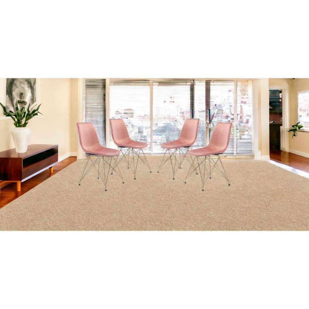 HomeRoots Pink And Gold Upholstered Velvet Side Chair (Set of 4 ...