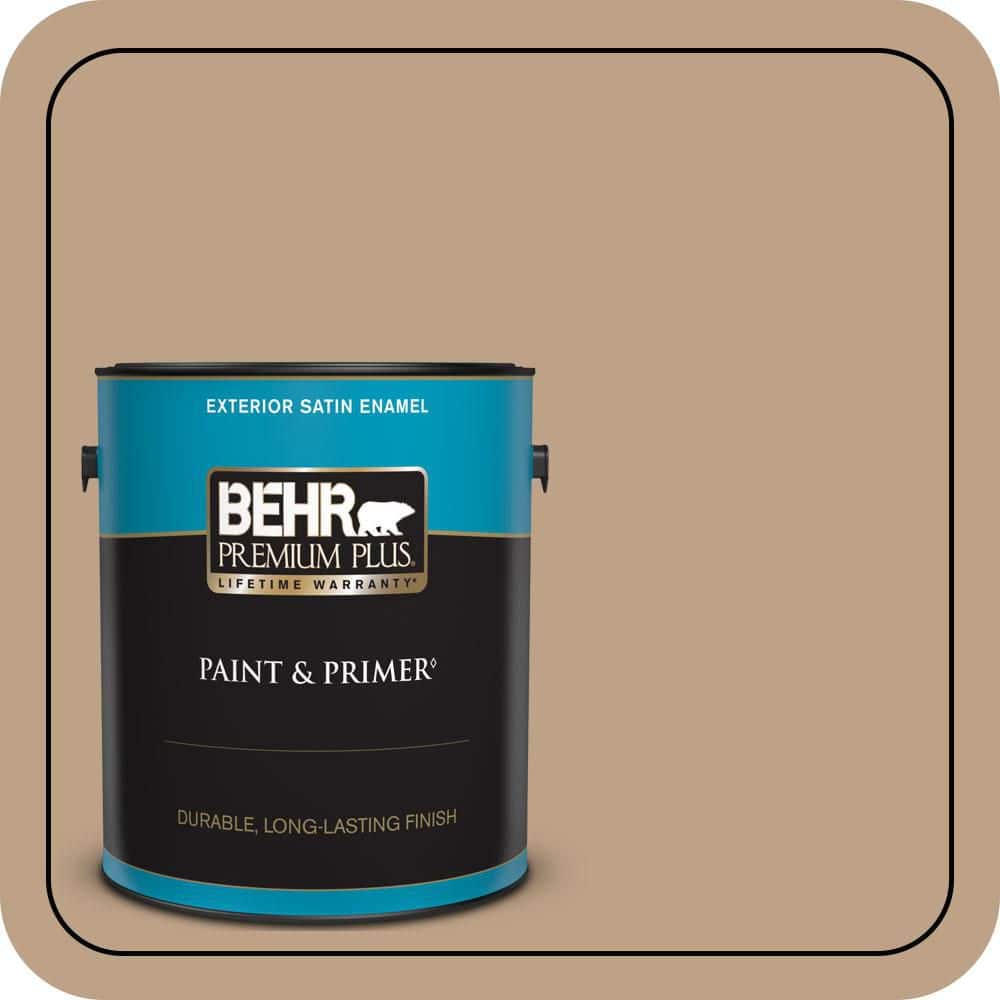BEHR PREMIUM PLUS 1 gal. #PPU4-05 Basketry Satin Enamel Exterior Paint ...