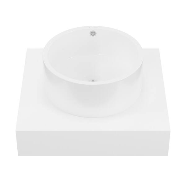 Swiss Madison Monaco 24 in. Floating Bathroom Shelf with Vessel Sink in Glossy White SM-WS600 ...