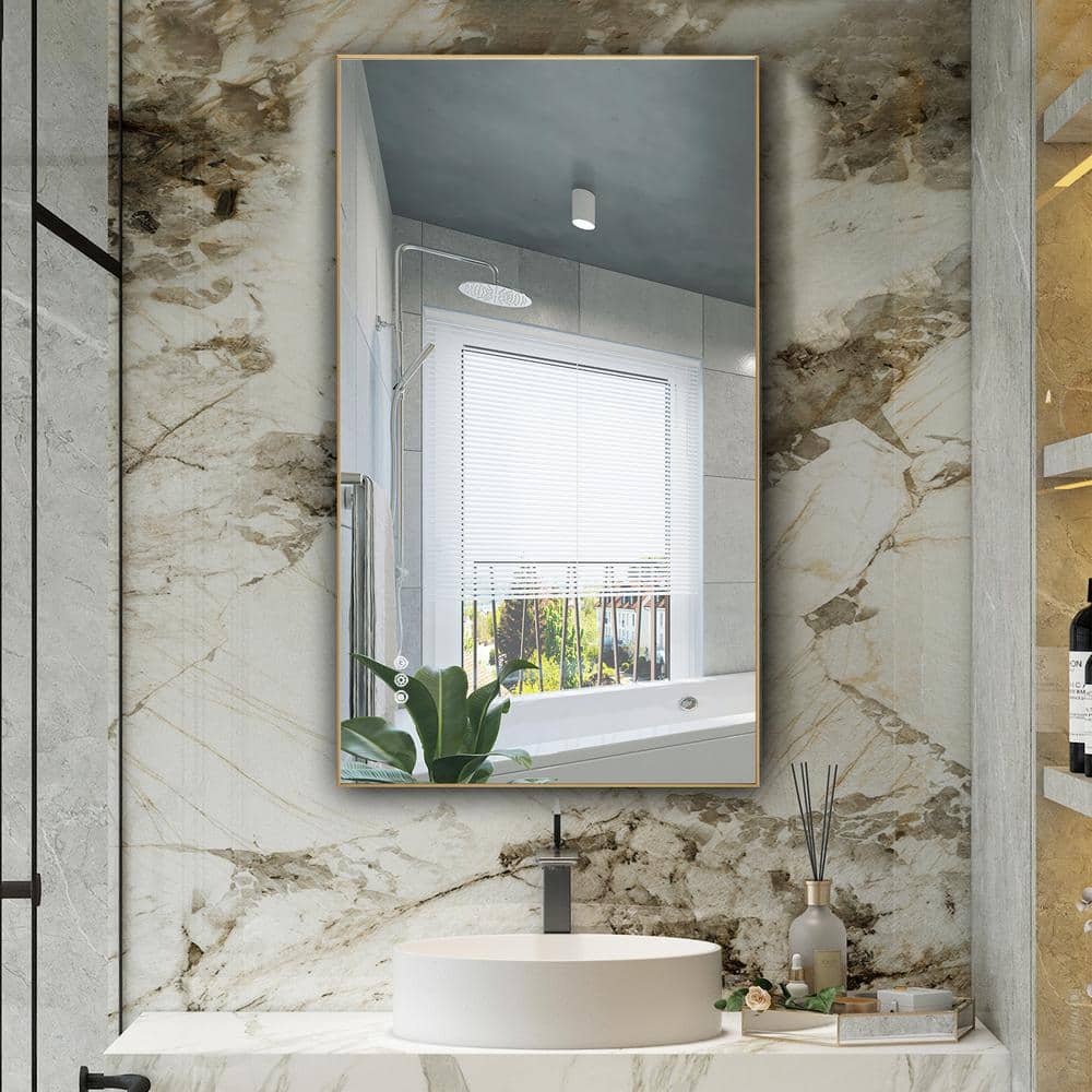 ANGELES HOME 42 in. W x 24 in. H Large Rectangular Aluminium Framed ...