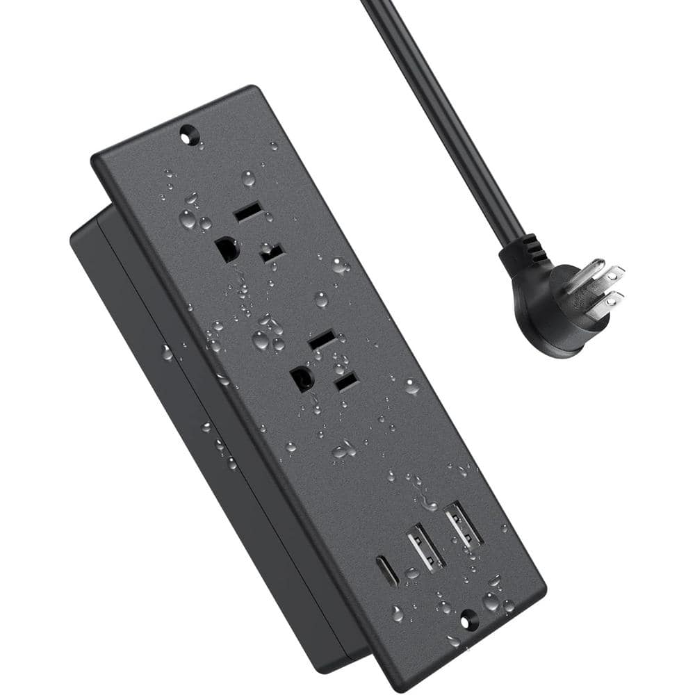 Lukyamzn 6 ft. Recessed Power Strip Waterproof with 2-Outlets, PD 20 ...