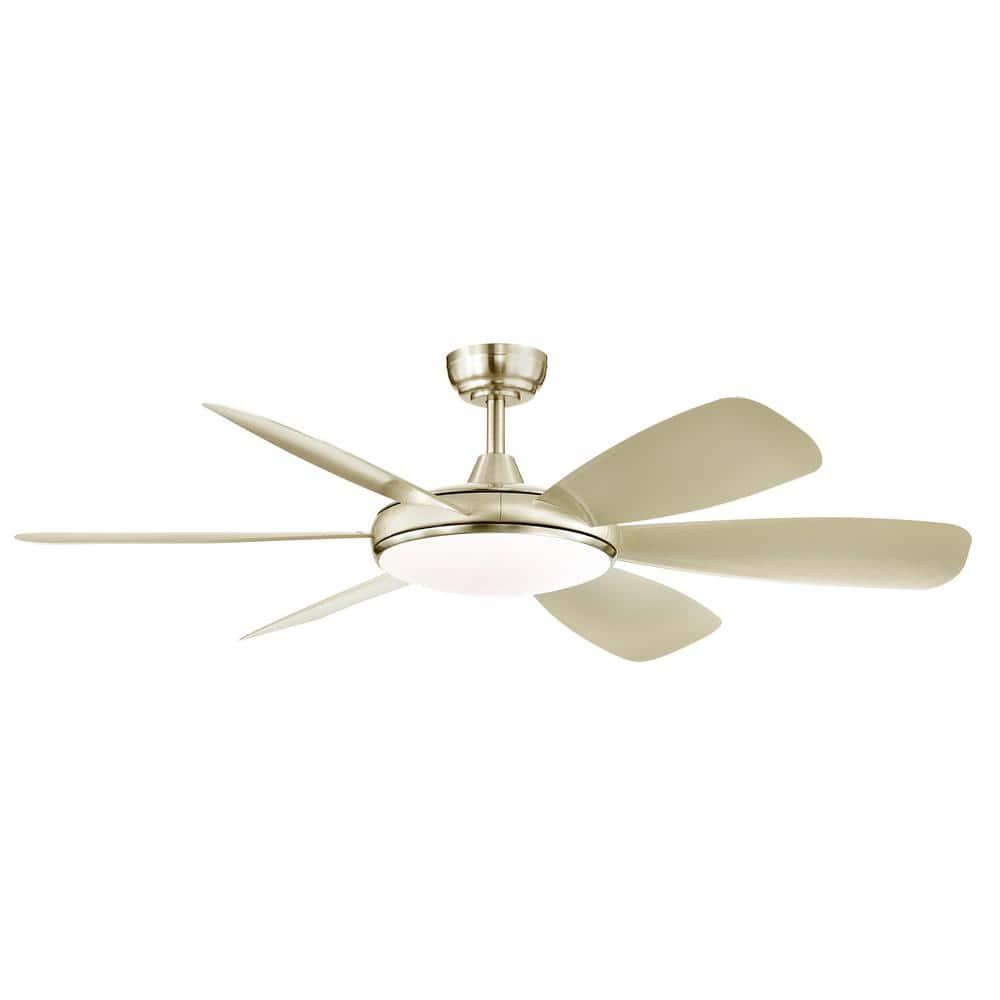 Edvivi 52 in. Integrated LED Indoor Champagne Silver 6-Blade Reversible ...