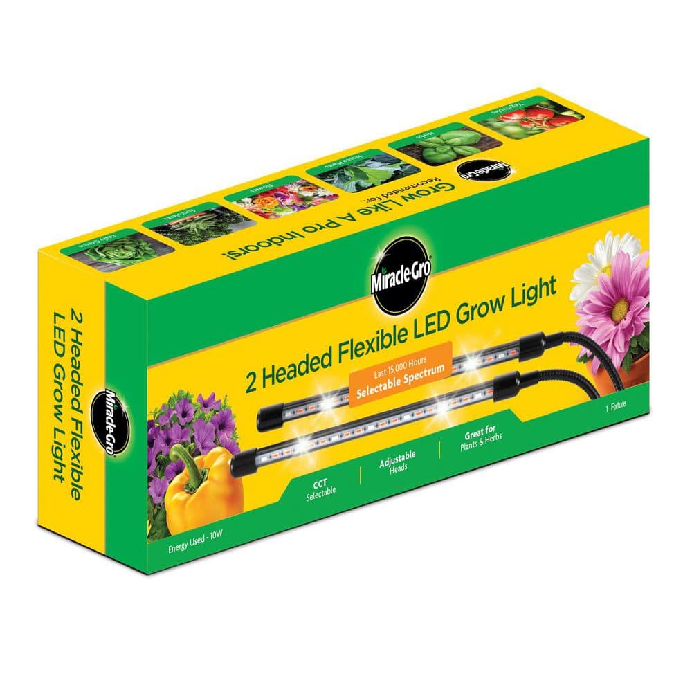 Miracle-Gro 4 Head Grow 20-Watt Equivalent Indoor LED Selectable ...