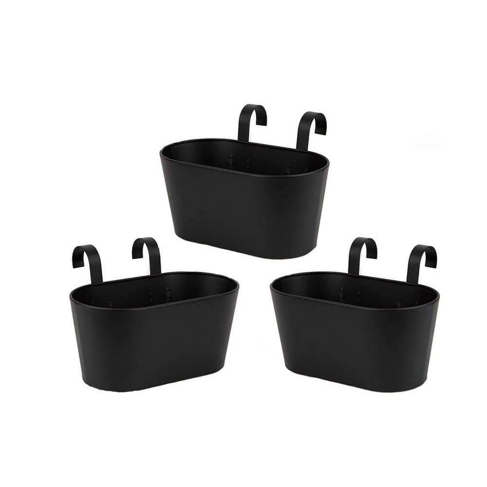10.5 in. x 5 in. Stylish Set of 3 Metal Outdoor Planters for Any ...
