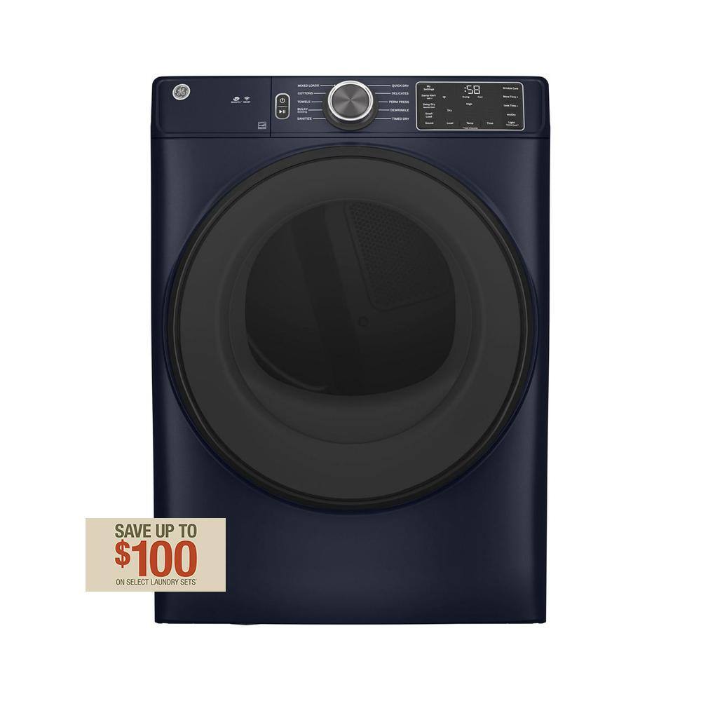 GE 7.8 cu. ft. Smart Front Load Electric Dryer in Sapphire Blue with ...