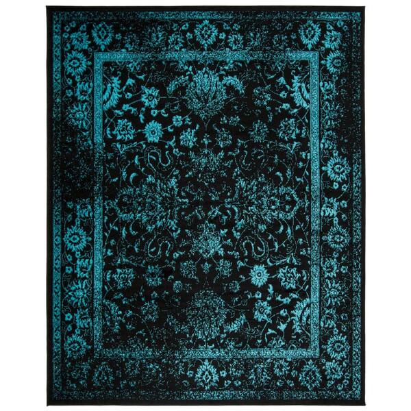 SAFAVIEH Adirondack Black/Teal 8 ft. x 10 ft. Border Distressed Area ...