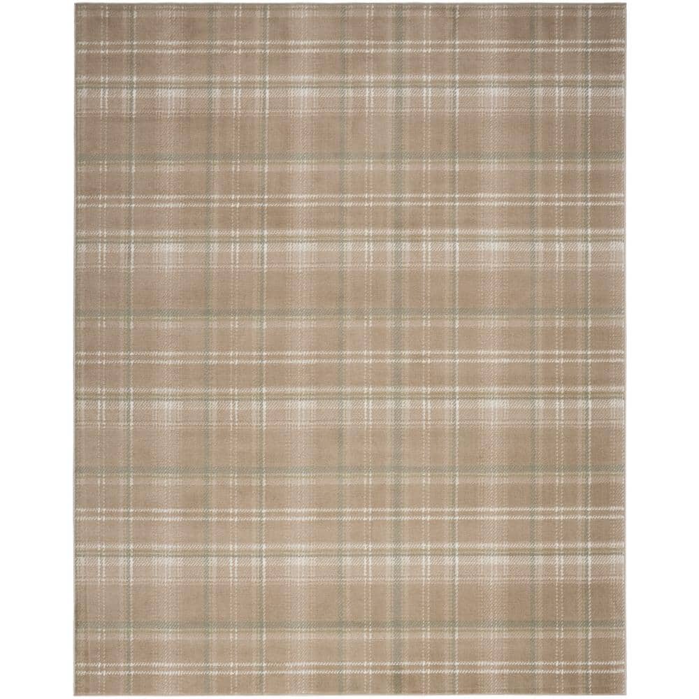 Nourison Grafix Taupe 5 ft. x 7 ft. Plaid Contemporary Area Rug 935717 ...