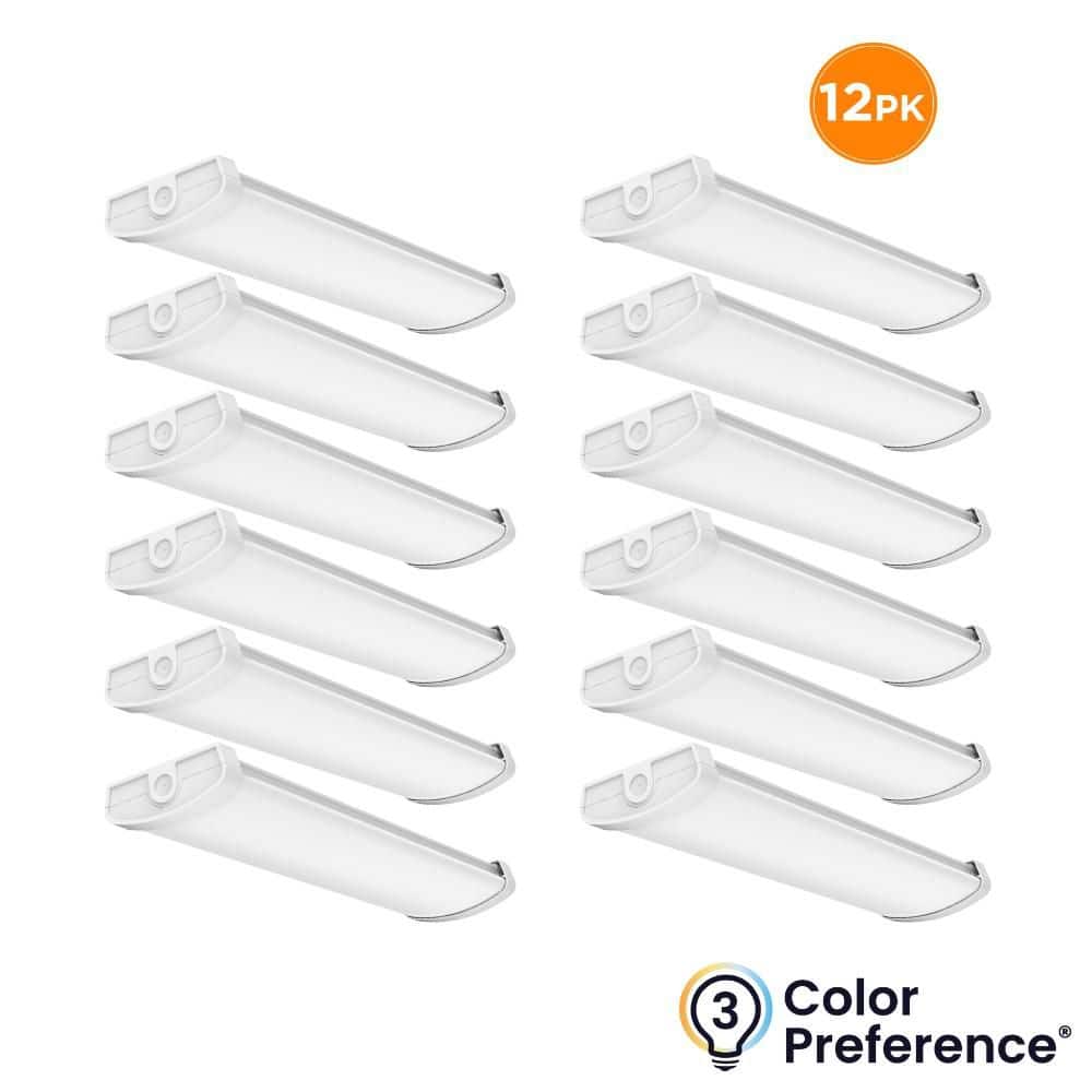 ETI LIGHTING 12-Pack 2 ft. 2800 Lumens, Integrated LED White Wraparound ...