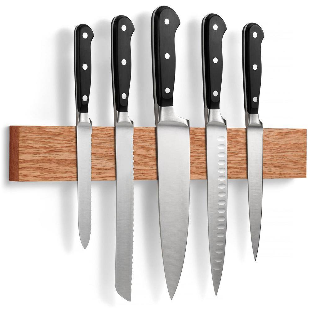 Numhew 8-Knife 16 in. Oak Magnetic Knife Bar, Knife Magnetic Strip ...