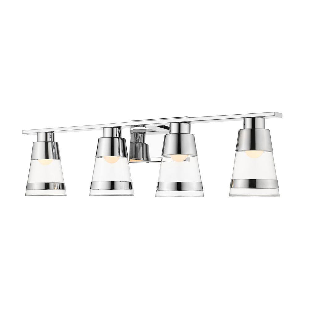 Ethos 32 in. 4-Light Chrome Integrated LED Shaded Vanity Light with ...
