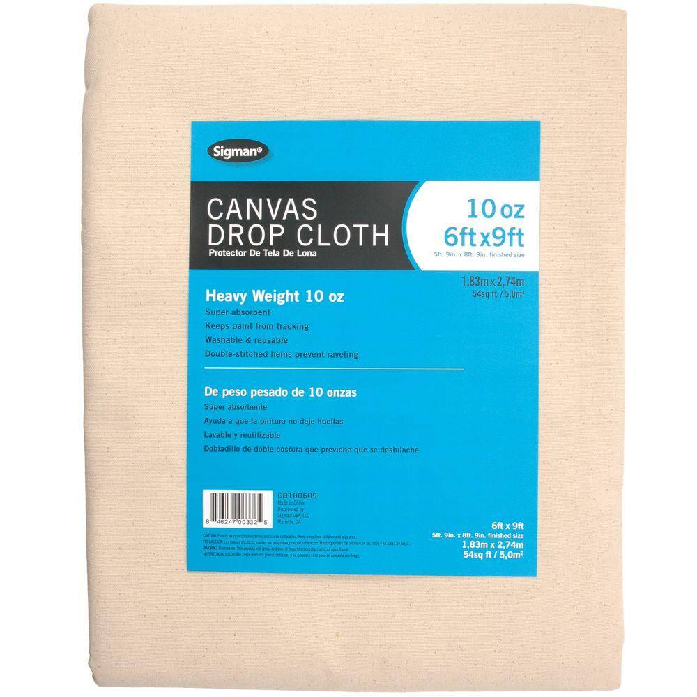 Sigman 5 ft. 9 in. x 8 ft. 9 in., 10 oz. Canvas Drop Cloth CD100609 ...
