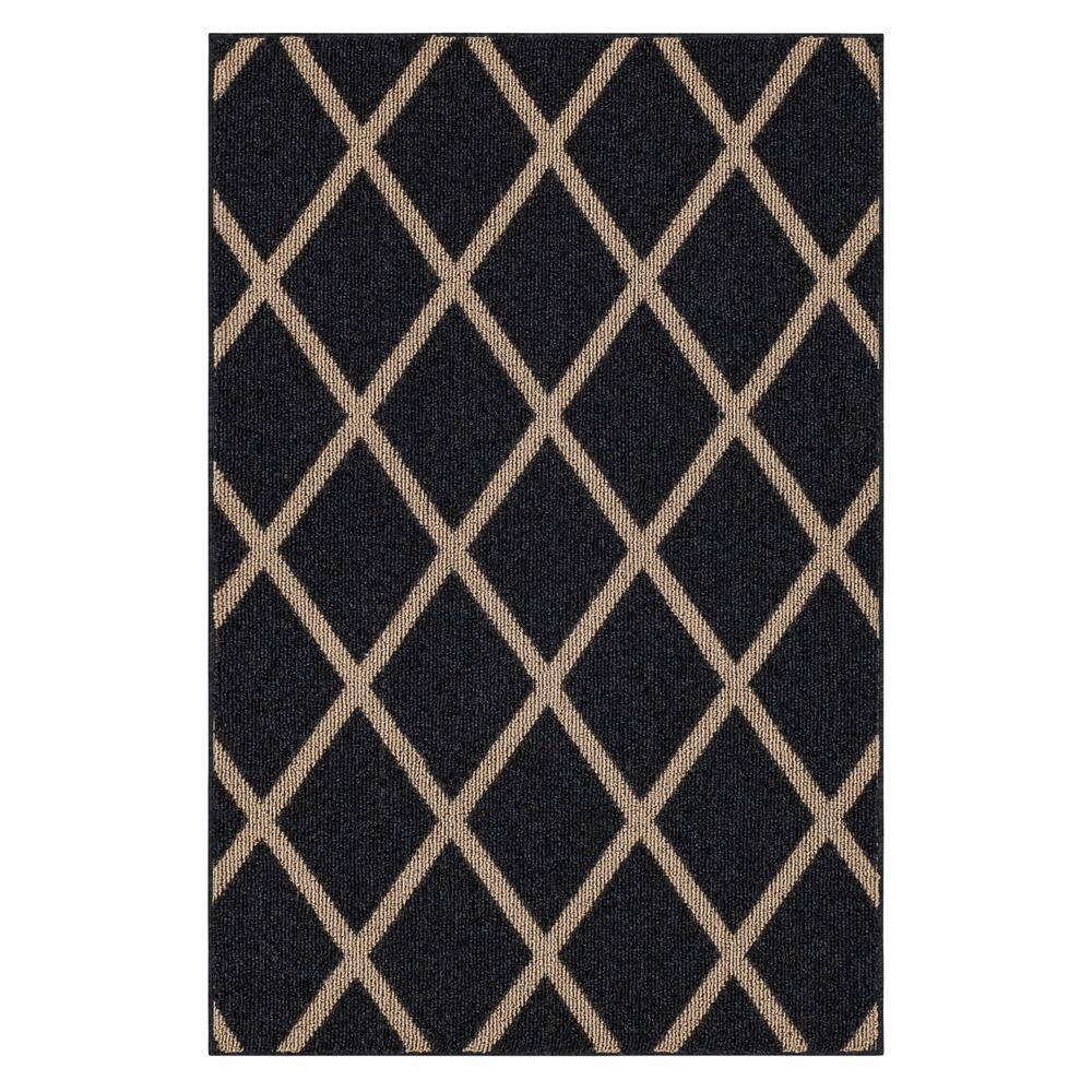 Mohawk Home Basics Lewis Diamond Black 3 Ft 9 In X 5 Ft 6 In