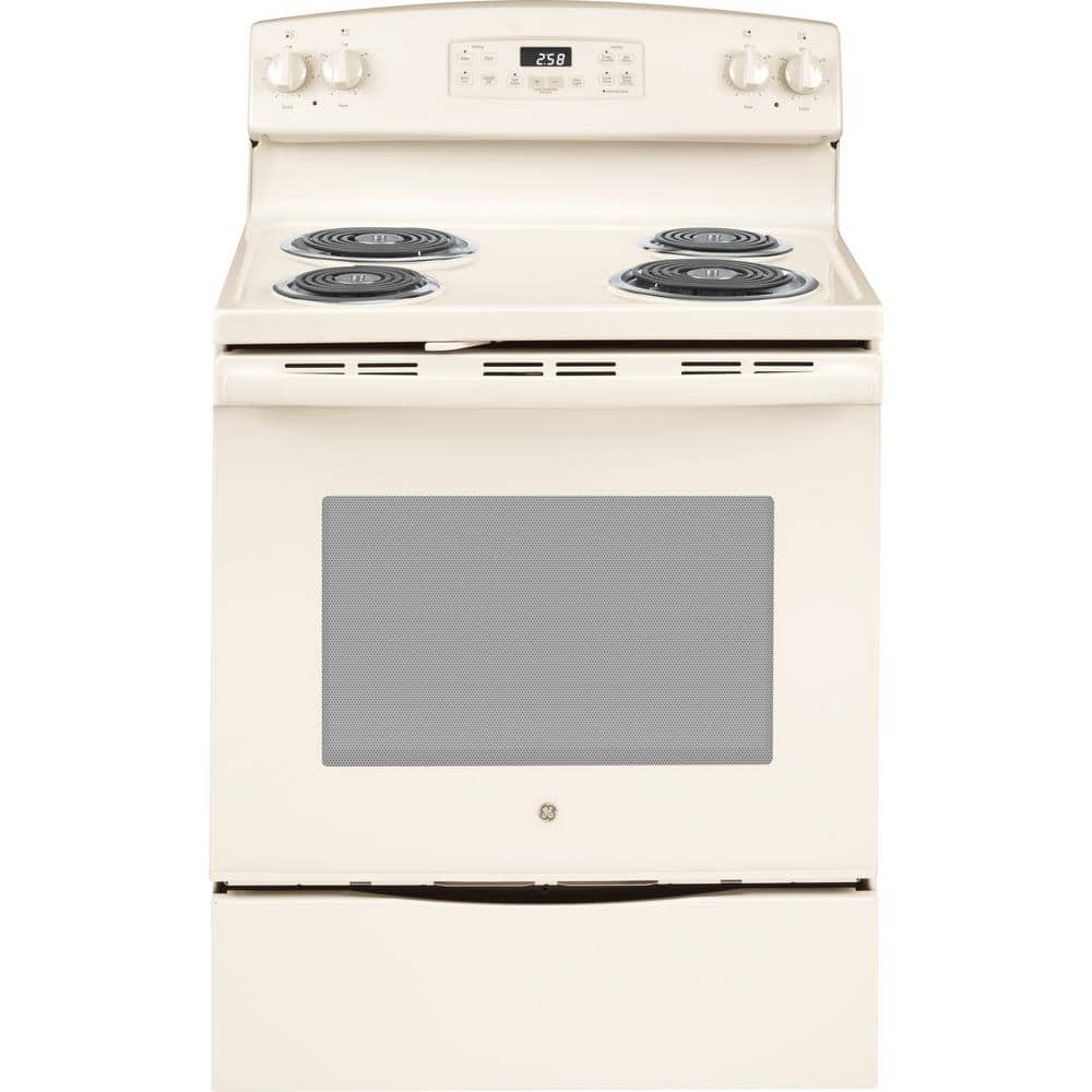 GE 30 in. 5.3 cu. ft. Electric Range with Self-Cleaning Oven in Bisque ...