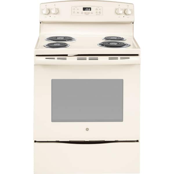 GE 30 in. 5.3 cu. ft. Electric Range with Self-Cleaning Oven in Bisque ...