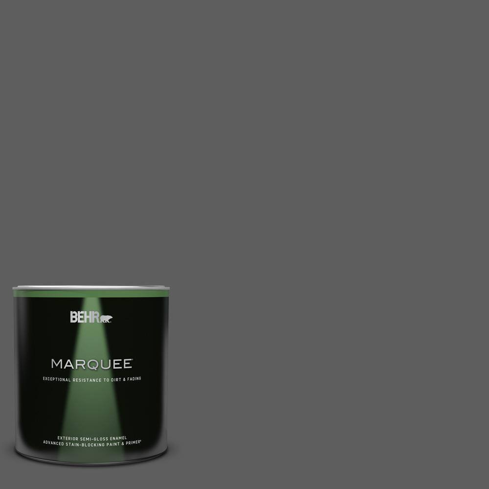 BEHR MARQUEE 1 qt. #N520-6 Asphalt Gray Semi-Gloss Enamel Exterior ...