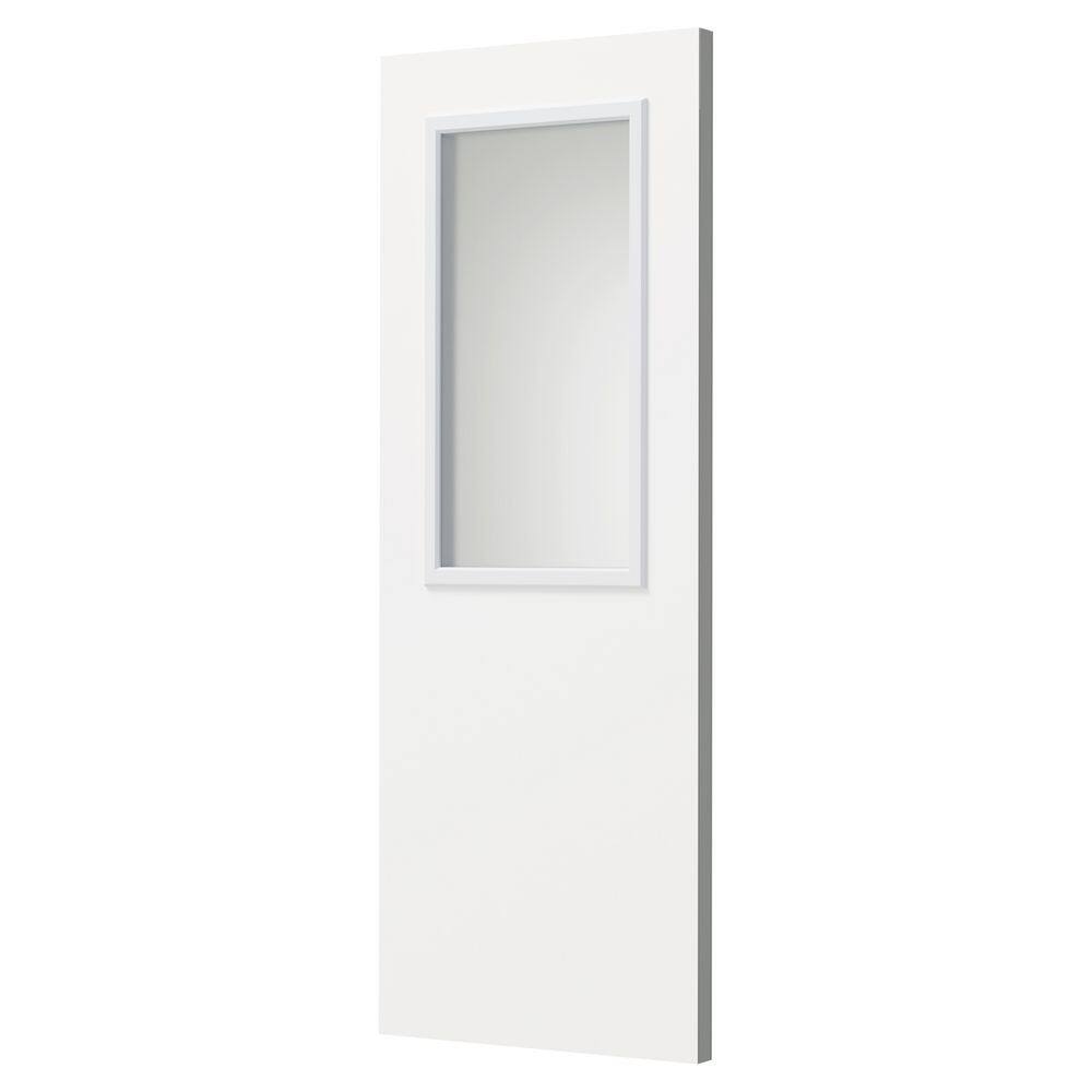 TENONER 32 in. x 80 in. 1-Lite, Universal, Frosted Glass, White Primed ...