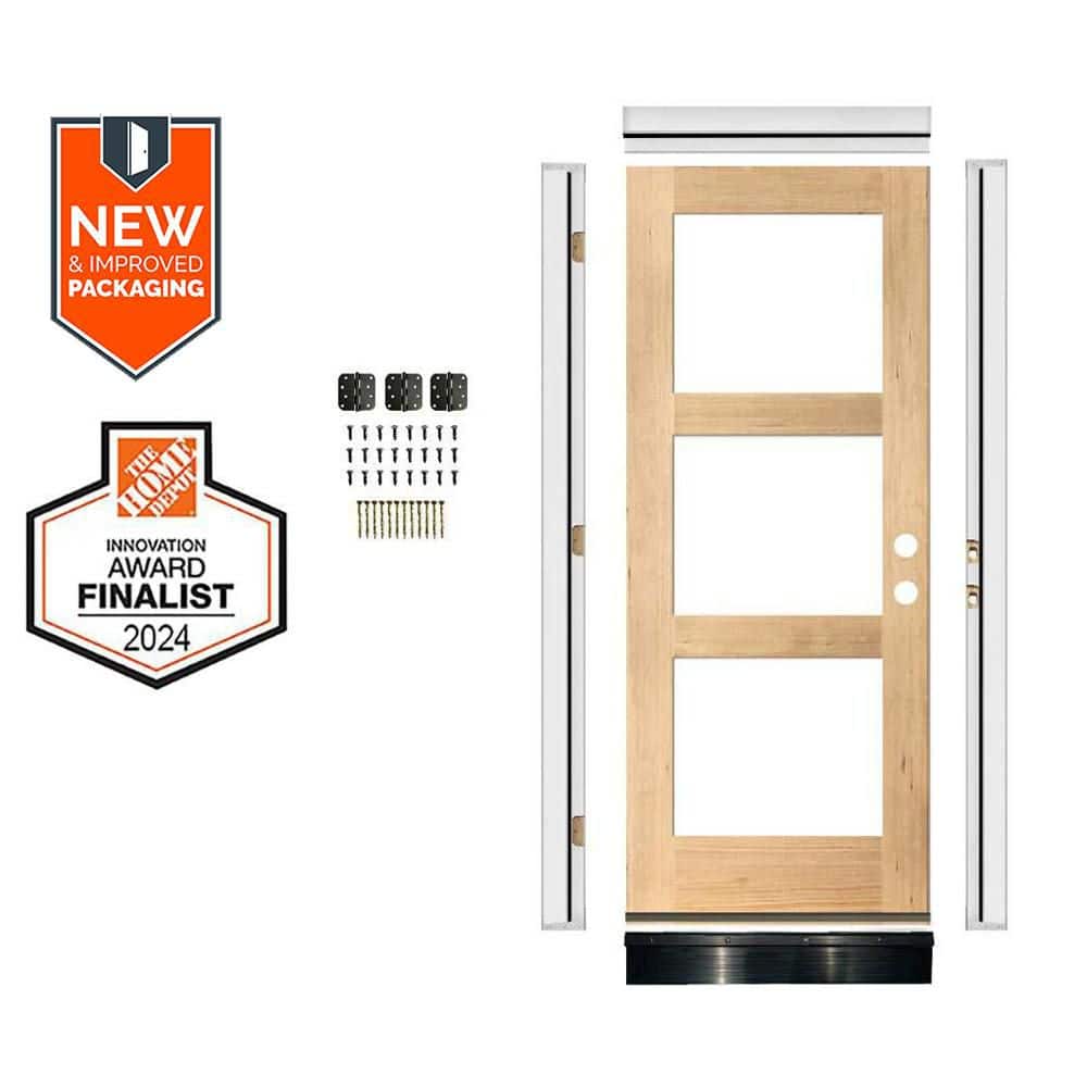 Krosswood Doors 36in.x80in. Modern Hemlock LH 3-Lite Clear Glass Clear ...