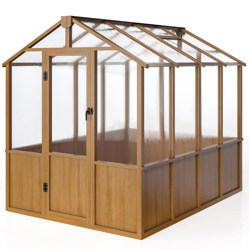 AirWire 6 ft. x 8 ft. Wooden Polycarbonate Greenhouse for Outdoors ...