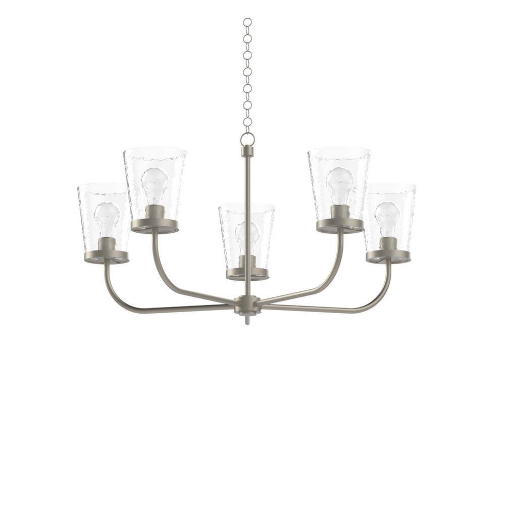 KICHLER Coralise 5-Light Chandelier with Clear Water Glass in Brushed ...