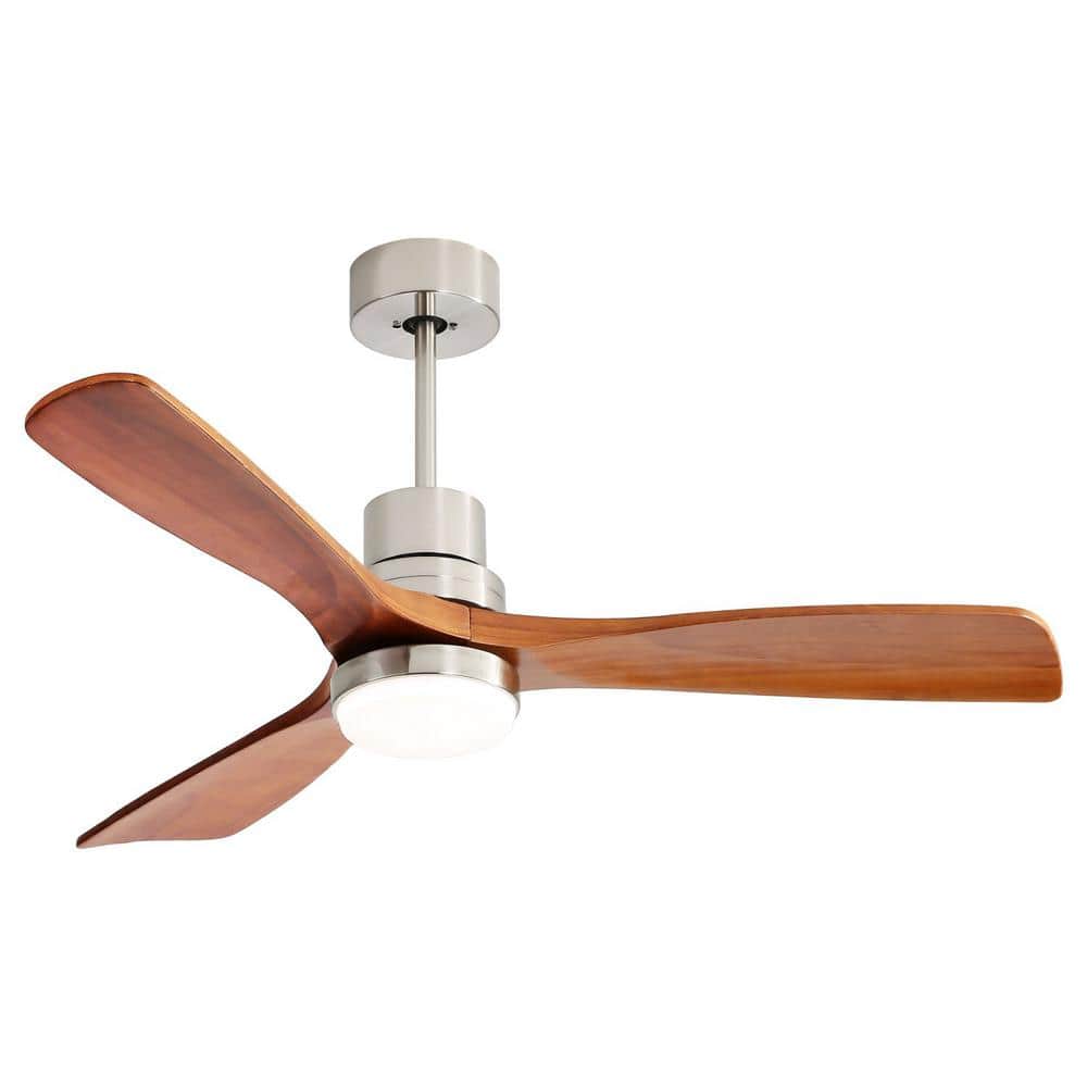 Tidoin 52 in. LED Light Indoor Brown Wood Ceiling Fan with 3 Fan Blades ...