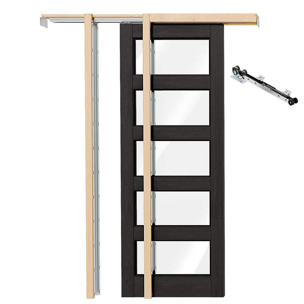 Reviews for TENONER (32 x 2) 64 in. x 80 in. 5-Lite Clear Glass Black ...