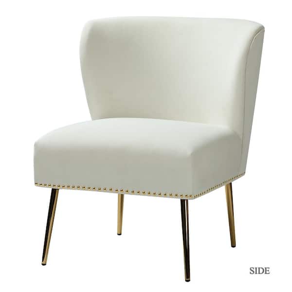 JAYDEN CREATION Basilio Ivory Accent Chair with Nailhead Trim CHM0106 ...