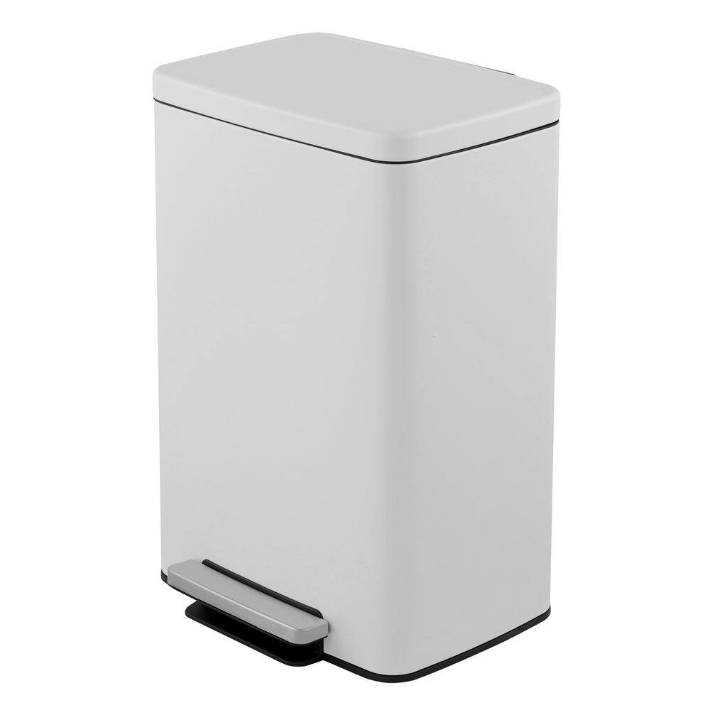 Innovaze 13 Gal. White Rectangle Step-On Metal Household Trash Can for ...